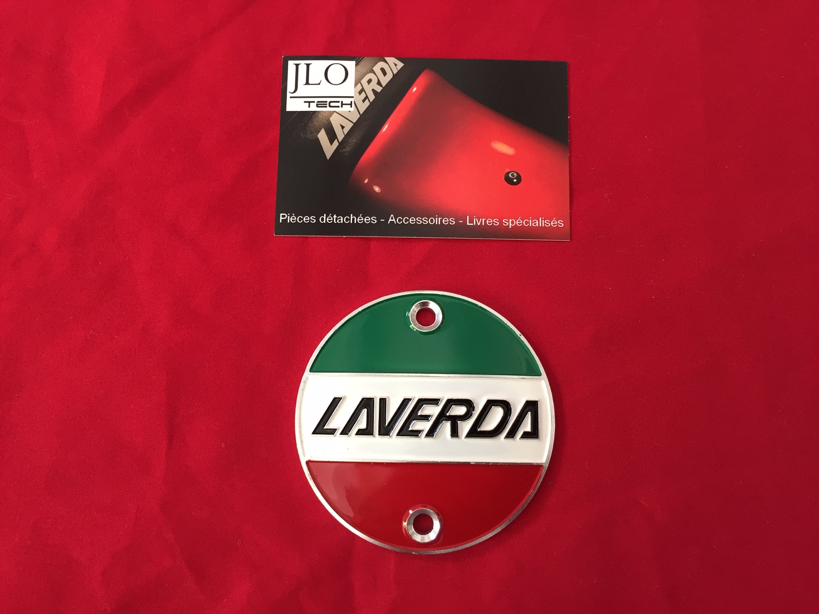 Badge Laverda pour réservoir, bords argent / Fuel tank badge Laverda ...