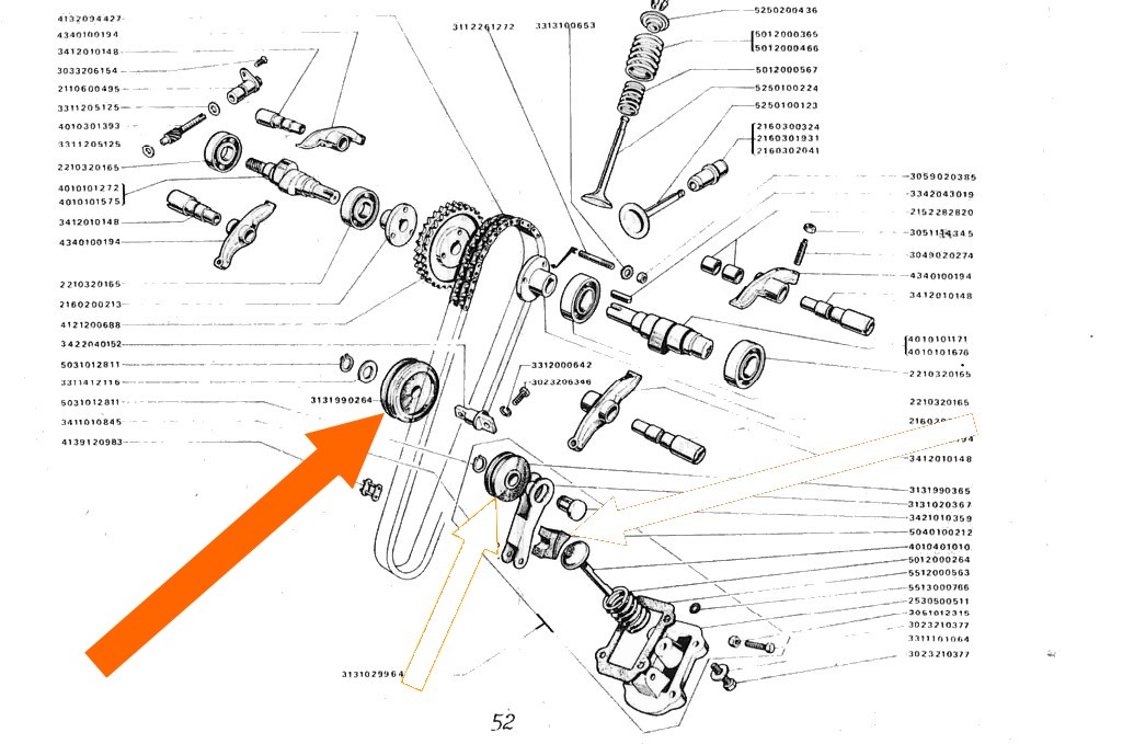 Rea inférieur de tendeur de distribution Laverda 750 / Timing chain ...