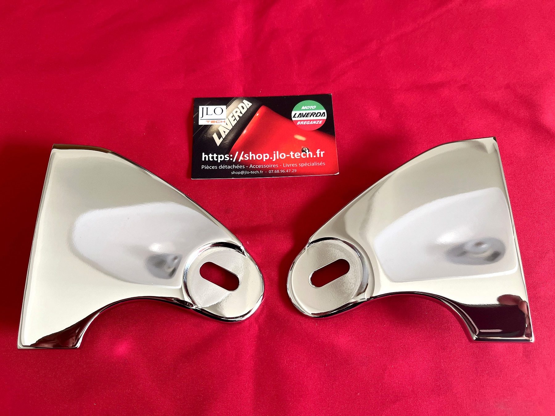 Paire pattes de phare chromées Laverda 750 GT, S, SF, SF0 - Pair of ...