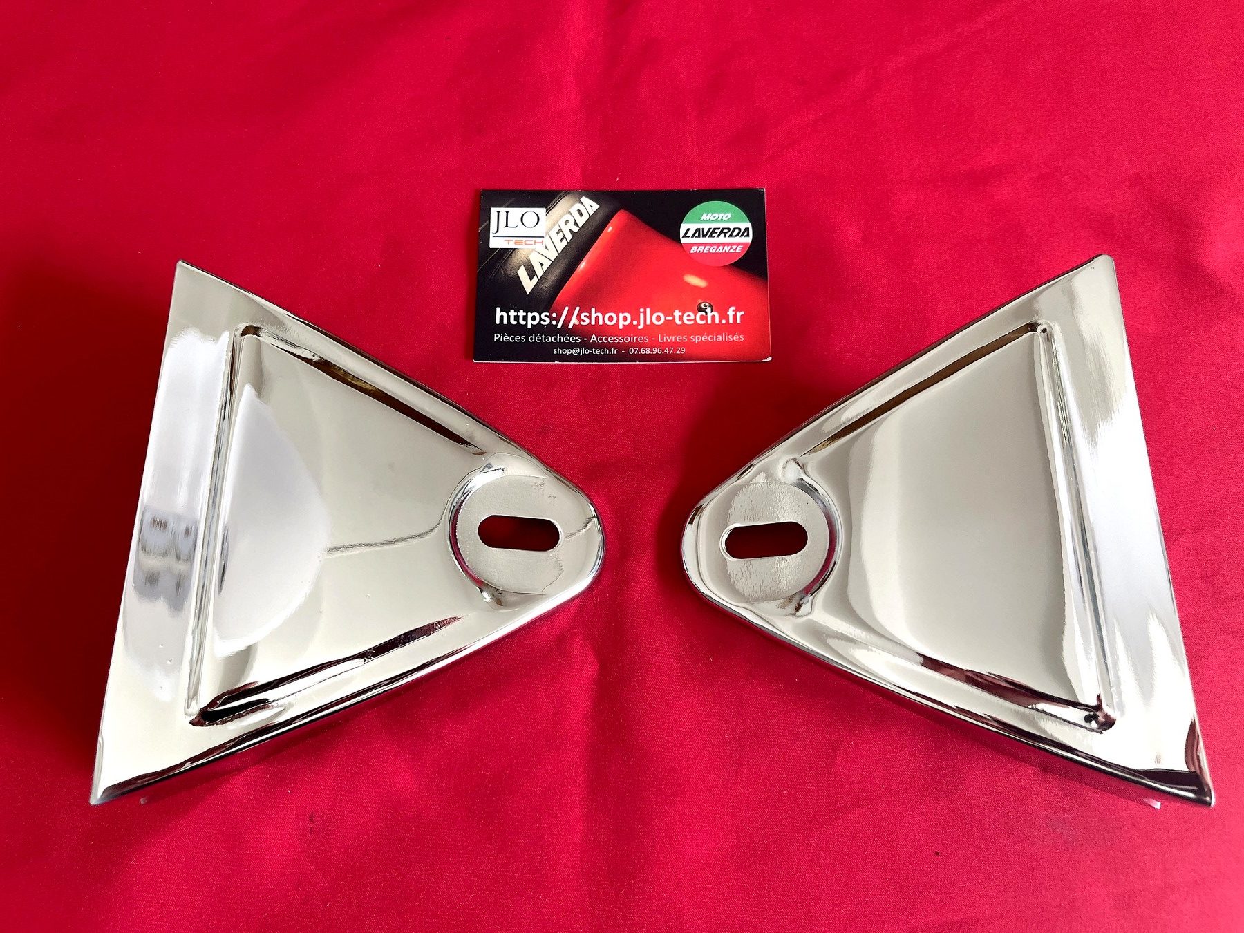 Paire pattes de phare chromées Laverda 1000, 1200 - Pair of headlight ...